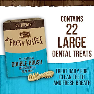 Merrick Fresh Kisses Natural Dental Chews, Toothbrush Shape Treat Infused With Real Mint, For Large Dogs - 22 ct. Box
