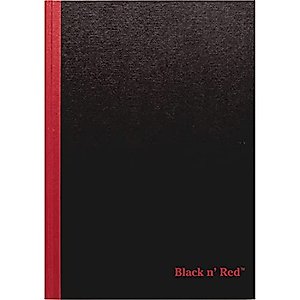 Black n' Red Notebook, Durable Hardcover, Premium Optik Paper, Scribzee App Compatible, Environmentally Friendly, Secure Casebound Binding, 11-3/4" x 8-1/4", 96 Double-Sided Ruled, 1 Count (D66174)