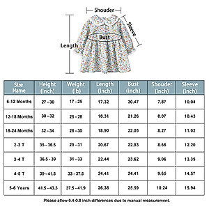 pureborn Toddler Girls Floral Dress Long Sleeve Spring Fall Playwear Dresses Floral Blue 2-3 Years