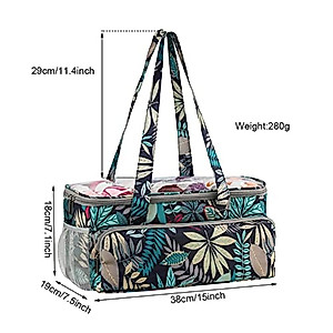 LUKEO Maple Leaves Yarn Storage Bag Knitting ToteKnitting Organizer Women's Sewing Crochet Hooks