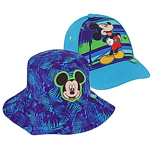 Disney boys Disney Toddler Sunhat, Mickey Mouse Kids and Matching Baseball Cap for Beach, Size 2 Bucket Hat, Cap & Bucket Hat, 2-4T US