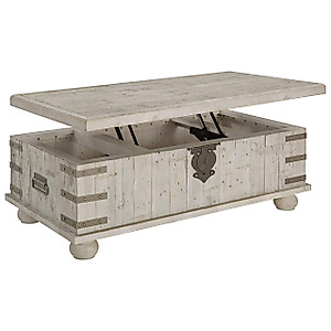 Signature Design by Ashley Carynhurst Lift Top Rustic Farmhouse Cocktail Table, Antique Off White