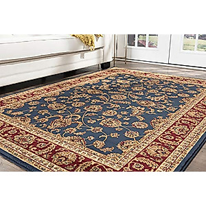Sariya Transitional Oriental Navy Rectangle Area Rug, 5' x 7'
