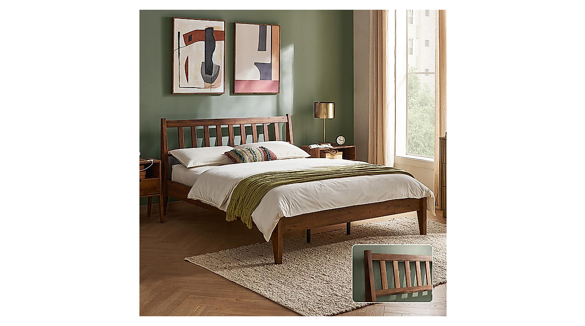 Ted Bed Frame in Walnut - Stylish Mid Century Modern Platform Bed