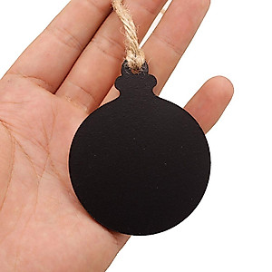 Healifty Mini Two-Sided Chalkboard 10PCS Round Mini Chalkboard with Hemp Rope Blackboard Message Board for Home Decoration Pendant DIY Accessories