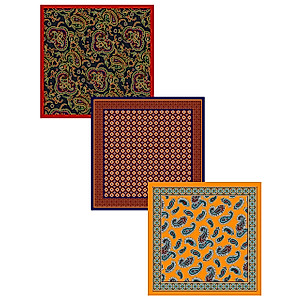 BELLUNO Pocket Square 6 pcs with 3 Folds Holders, Penetrating Printed Handkerchiefs Set for Men