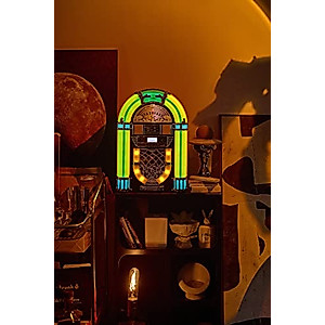 Arkrocket Athena Mini Jukebox/Tabletop CD Player/Bluetooth Speaker/Radio/USB and SD Card Player with Retro LED Lighting System
