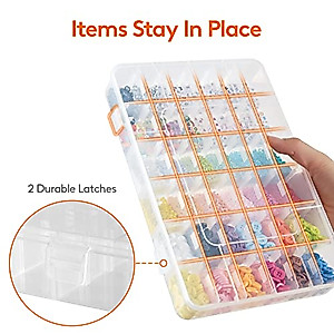 Lifewit 2 Pack 36 Grids Clear Stackable Plastic Organizer Storage Box Container with Adjustable Dividers for Beads, Art DIY, Crafts, Jewelry, Fishing Tackle with 5 Sheet Label Stickers