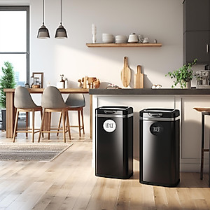 Rustic Recycle and Trash Magnets for Kitchen Trash Cans and Recycling Bins, Trash and Recycle Magnet Combo for Garbage Can Logo Symbol, 2 Magnetic Sticker Adhesives, 3.5" Circle, Outdoor Waste Bin