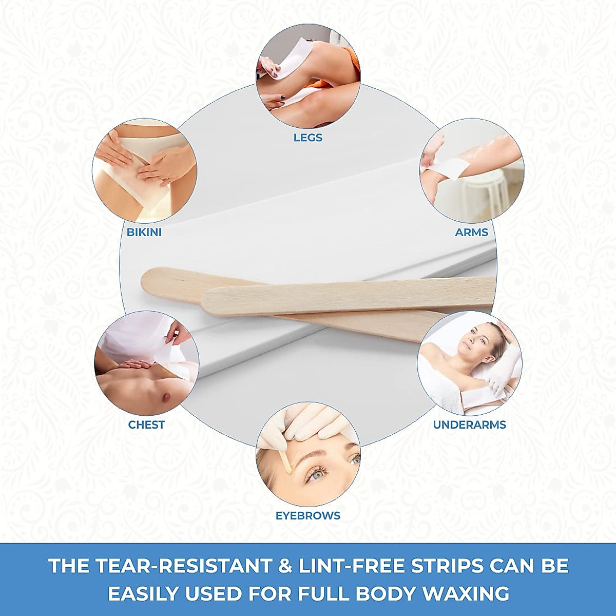 ForPro Professional Collection Non-Woven Epilating Strips, White, Tear-Resistant, Pre-Cut Strips for Hair Removal, 3” W x 9” L, 100-Count