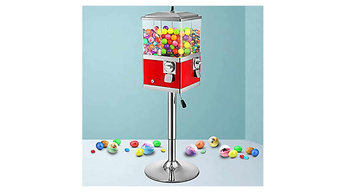 VEVOR Red Gumball Machine with Stand | Multi-Compartment Candy Dispenser