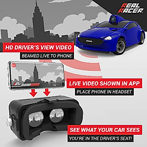 KOBOTIX Real Racer - Remote Control Car with Camera, HD First Person View Video, FPV RC Car, Gyroscope, Included Controller and Headset, App Controlled, Compatible with Meta Quest (2, 3, Pro) (Blue)