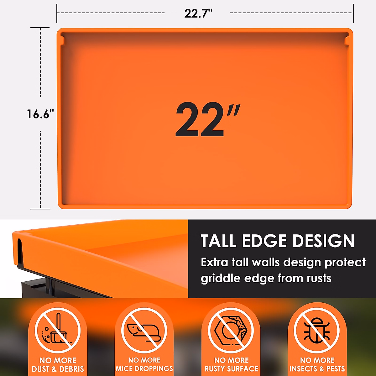 Upgraded Silicone Griddle Cover Mat Full-Edge for Grill 22" Blackstone, Griddle Top Edges,Heavy Duty Food Grade Blackstone Accessories Reusable&Durable,Protect Grill from Rust,Insects & Leaves