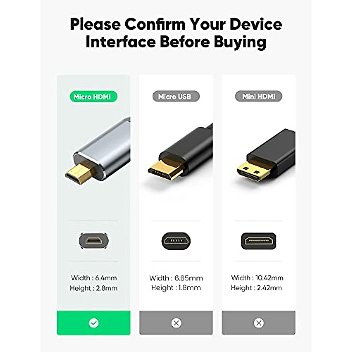 oldboytech 4K Micro HDMI to HDMI Cable Adapter, Exclusive Aluminum Alloy Shell/Nylon Braid/Gold-Plated (Male to Male) 4K/8K/60HZ/3D Grey Compatible with Hero, Sport Camera 6FT