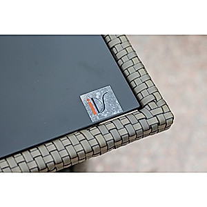 IDS Home 4 Piece Brown Pattio Furniture Wicker Conversation Set, Loveseat & 2 Cushion Chairs, Glass Coffee Table for Garden Lawn Poolside Backyard