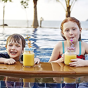 24 PC Outer Space Straws Party Favors, Reusable Plastic Straws for Birthday Party Decorations Include Solar System Astronaut Rocket Spaceship Satellite Planet Straws with 2 PC Clean Brushes