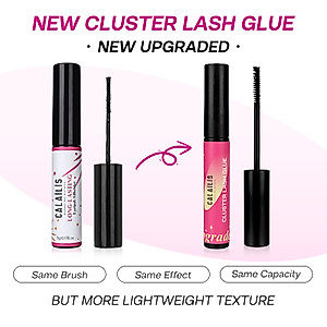 CALAILIS Lash Glue, Cluster Lash Glue, Lash Extension Glue, Upgraded Eyelash Glue Super Strong Hold 48 Hours for Lash Clusters, Waterproof Mascara Wand Lash Glue Black