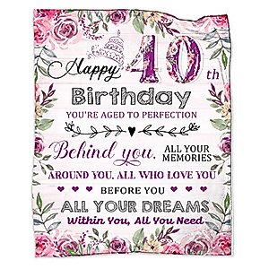 40th Birthday Gifts for Women Blanket 50" x 60", 40th Birthday Blanket for Women Turning 40, Wife Sister Mom Friends 1982 Birthday Gift