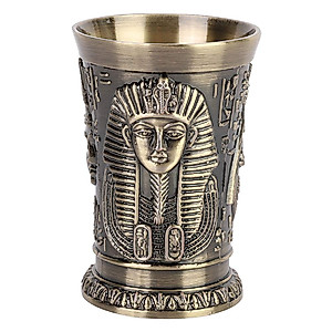 Shot Glass, Metal Vintage Egyptian Shot Glass Sun God Pattern Creative Wine Shot Glass Personalized Sip Glass Whiskey Shot Glass Metal Wine Shot Glass Bronze Whiskey Wine Cup for Home Bar