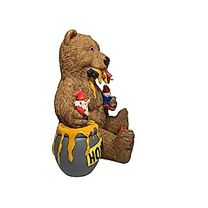 GlitZGlam Miniature Bear and Gnomes with Honey - A Garden Gnome Statue for Your Fairy Garden