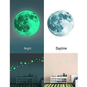 Marsway Kids Removable Moon Stars Glow in The Dark Sticker Night Luminous Room Wall Decal Stickers