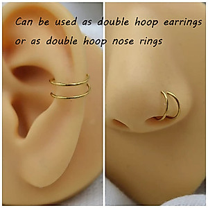 Double Hoop Earrings for Single Piercing, 3 Pairs 316L Surgical Steel Spiral Twist Illusion Lobe Cartilage Helix Hoop Earring Double Hoop Earrings for One Hole
