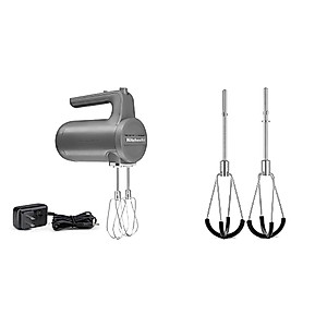 KitchenAid Cordless 7 Speed Hand Mixer (KHMB732) Bundle with Flex Edge Beater Accessory