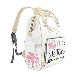 CUXWEOT Personalized Sister Diaper Bag Backpack with Name Custom Mommy Nursing Baby Bags Nappy Bag Casual Travel Daypack for Mom Girl Gifts