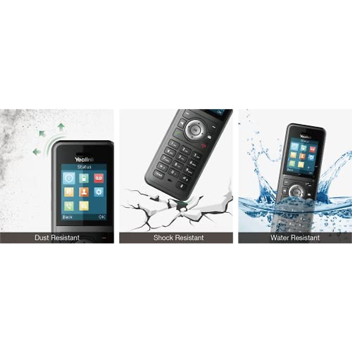 Yealink W59R Cordless Ruggedized DECT IP Phone, Base Station Not Included, 1.8-Inch Color Display, Power Adapter Included
