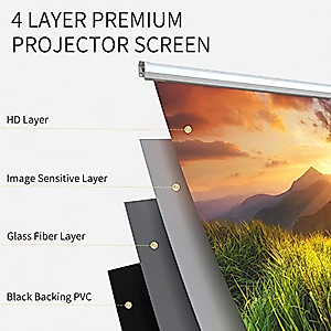 Aoxun Motorized Projector Screen Pull Down with Remote Control 120 inch Electric 4:3 Projection Screen,Video Projection Screens-White