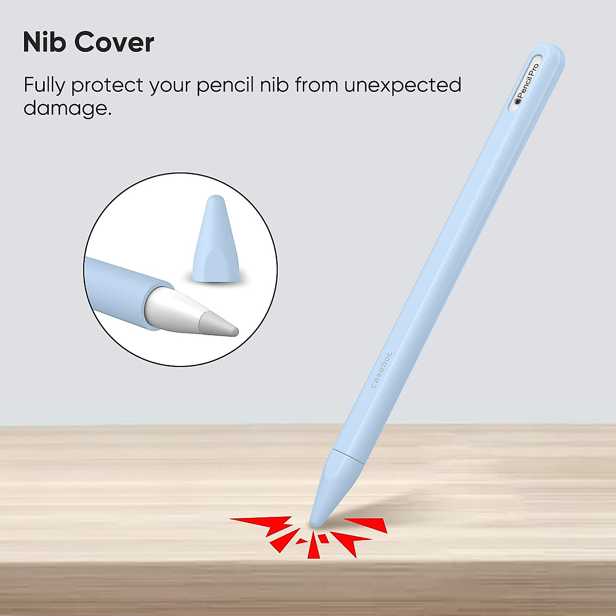 Fintie Silicone Sleeve for Apple Pencil Pro & Apple Pencil 2nd Generation, Light Pen Skin Case Cover Soft Protective Grip Holder with 2 Nib Covers Accessories, Sky Blue