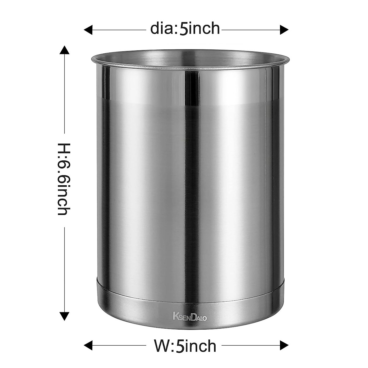 KSENDALO Steel Holder Utensil Crock 6.5inch Tall,Utility Sturdy Heavy Large Utensils Holder Stainless Silverware Holder for Kitchen Home and Office