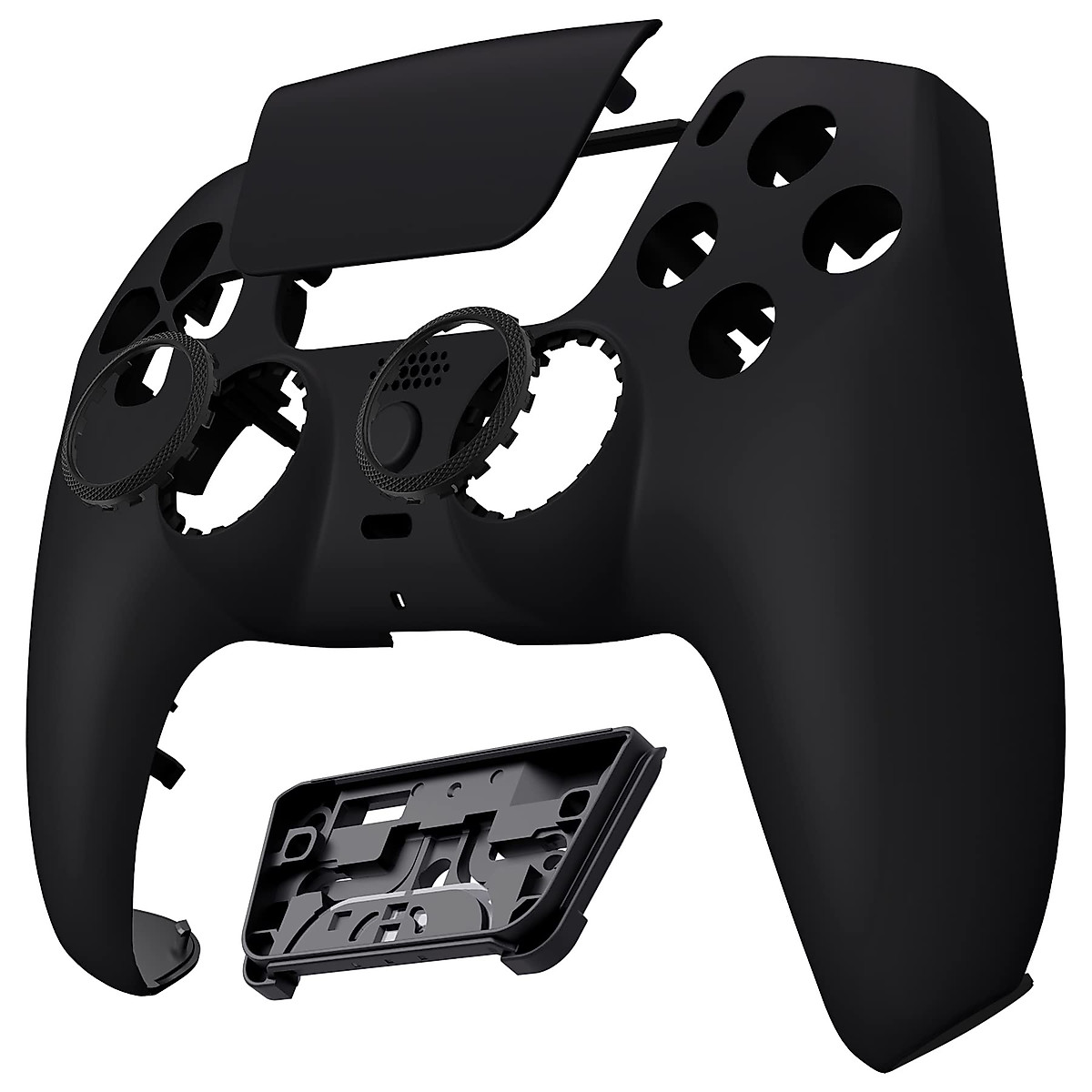 eXtremeRate Luna Redesigned Black Front Shell Touchpad Compatible with ps5 Controller BDM-010 020 BDM-030 040 050, DIY Replacement Faceplate Custom Touch Pad Cover Compatible with ps5 Controller