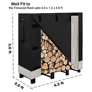 Artibear Firewood Rack Stand 4ft With Log Holder Cover For Outdoor Indoor Fireplace Wood Pile Storage Stacker Organizer
