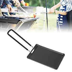 Grill Pan, Portable Griddle Pan Iron Stove Top Camping Pan Mini Square Griddle Pan with Detachable Handle for Outdoor 5.1x3.3x0.1in