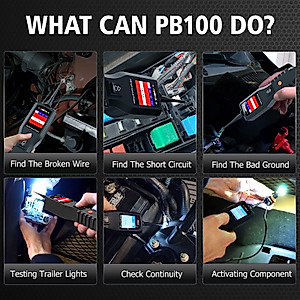 ANCEL PB100 Automotive Power Circuit Probe Tester, 12V 24V Car Test Light Electrical Diagnostic Tool Master Kit AC DC Digital Voltage Short Finder, Relay Fuse Tester Trailer 3 System Thermometer 4