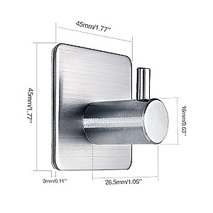 Adhesive Hooks Heavy Duty Wall Hooks Waterproof Stainless Steel Hooks for Hanging Coat, Hat,Towel Robe Hook Rack Wall Mount- Bathroom and Bedroom 4-Packs