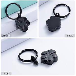 shajwo Cremation Ash Urn Keychain for Pet Ashes Cremation Jewelry for Human Ashes Dog Cat Cremation Keepsake Memorial Urn Keychain Ash Holder for Women Men (Paw Black