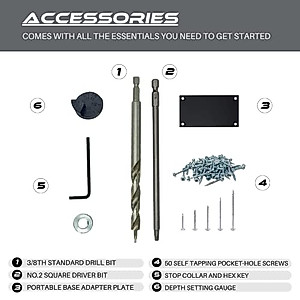 Massca Pocket Hole Jig Kit M1 - Adjustable & Easy to Use Pocket Screw Jig - Heavy Duty Drill Jig for Angled Holes with Drill Bit, Pocket Self Tapping Screws &Driver Bit,