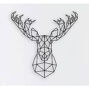 Deer Animal Wall Art Decor, Deer Wall Hanging, Deer Metal Wall Decor, Deerl Wall Decor, Metal Wall Art, Deerl Metal Wall Art, Deer Wall Art (31,5"x31,5"/80x80 cm, Black)