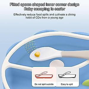 Qshare Baby Suction Plates,Suction Plates for Baby,Toddler Plates,Silicone Baby Plates,Children Divided Plate,Toddler Plate Microwave & Dishwasher Safe (Blue)