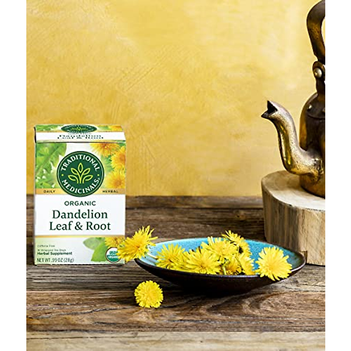 Traditional Medicinals Tea, Organic Dandelion Leaf & Root, Supports Kidney Function & Healthy Digestion, 16 Tea Bags