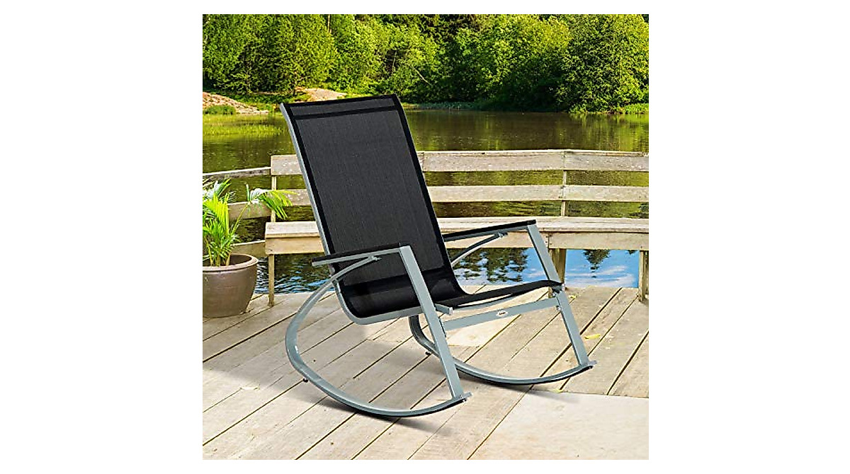 Outsunny Outdoor Rocking Sling Chair - Modern Patio Comfort