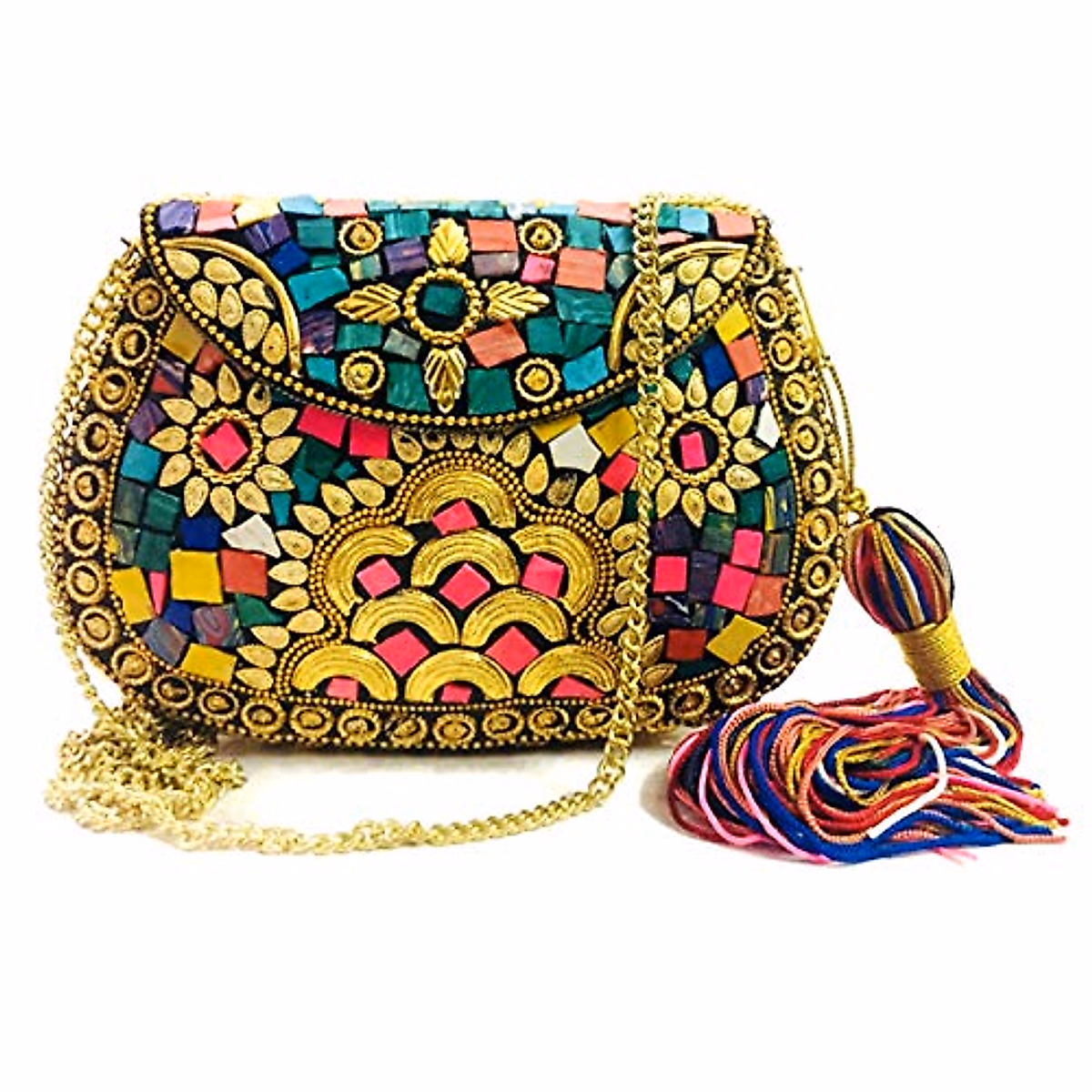 Multi color metal mosaic clutch Wallet purse party bag for women Wedding Box Clutch for Women