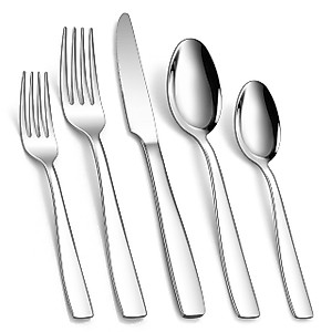 HaWare 18/10 Stainless Steel Flatware, 60-Piece Silverware Set Service for 12, Fancy Tableware Cutlery Set for Home Restaurant, Include Knife Fork Spoon, Mirror Finish Eating Utensils, Dishwasher Safe