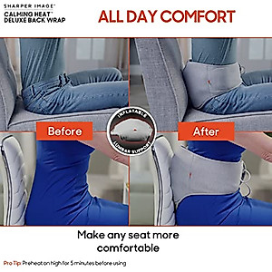 Calming Heat Back Wrap Deluxe by Sharper Image- Electric Back Heating Pad with Customizable Inflatable Lumbar Support, Soothing Heat, & Massaging Vibrations- 27 Settings 3 Heat, 9 Vibration, 3 Lumbar