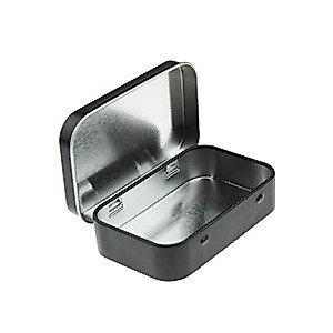 20 Pieces Rectangular Metal Empty Hinged Tins Containers Basic Necessities Home Storage Organizer Mini Box Set, 3.75 x 2.45 x 0.8 inch (Black)