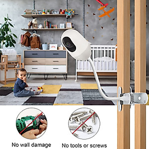 Baby monitor Mount Compatible with Nooie Baby Monitor,Nooie Pet Camera Indoor Baby Monitor Camera 15.7 inches Flexible Long Gooseneck Arm, Baby Monitors Holder for Crib Baby Camera Stand Without Tools