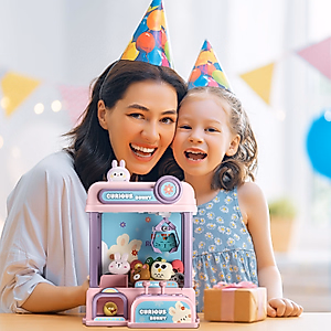 DOLIVE Claw Machine Doll Capsule ,Kids Machines with 6 Dolls 10 Capsule Toys, Grabber Plush, Electronic Adjustable Sounds and Music, Dispenser Arcade Game Toys for Boys Girls