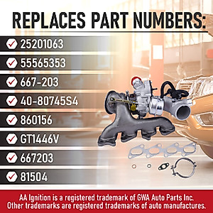 Replacement Turbo Charger with Gasket Kit- Compatible with Buick and Chevrolet Vehicles - 2011-2019 - Encore, Cruze, Cruze Limited, Sonic, Trax - 1.4L L4, 1.4T Engines - Replaces 55565353, 667-203